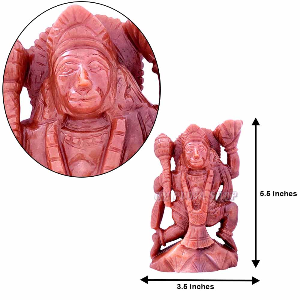 Standing Hanuman ji Idol in Red Aventurine Gemstone buy online