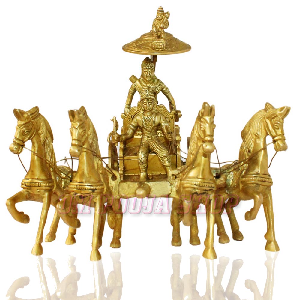 Krishna Arjun in Kurukshetra brass statue buy online from India