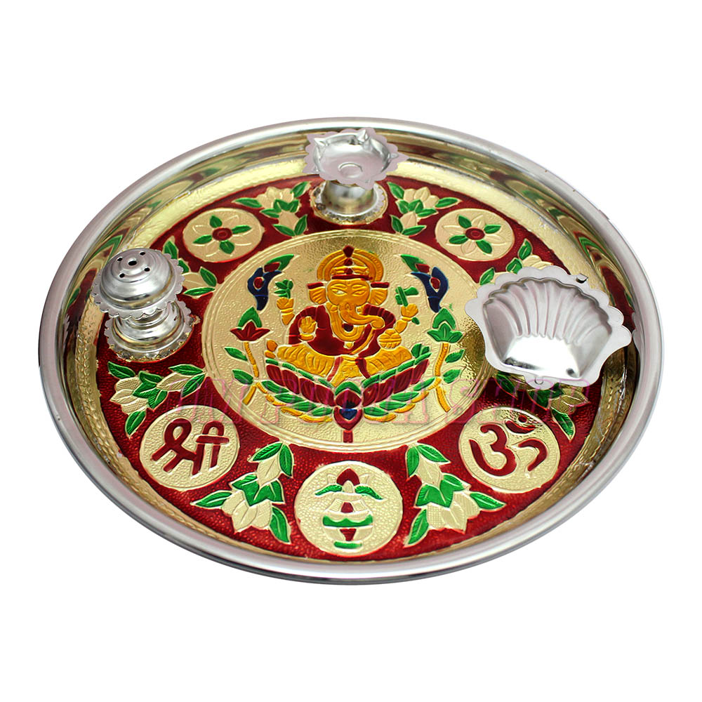 Ganesh Puja Thali with Meenakari Work buy online at best price