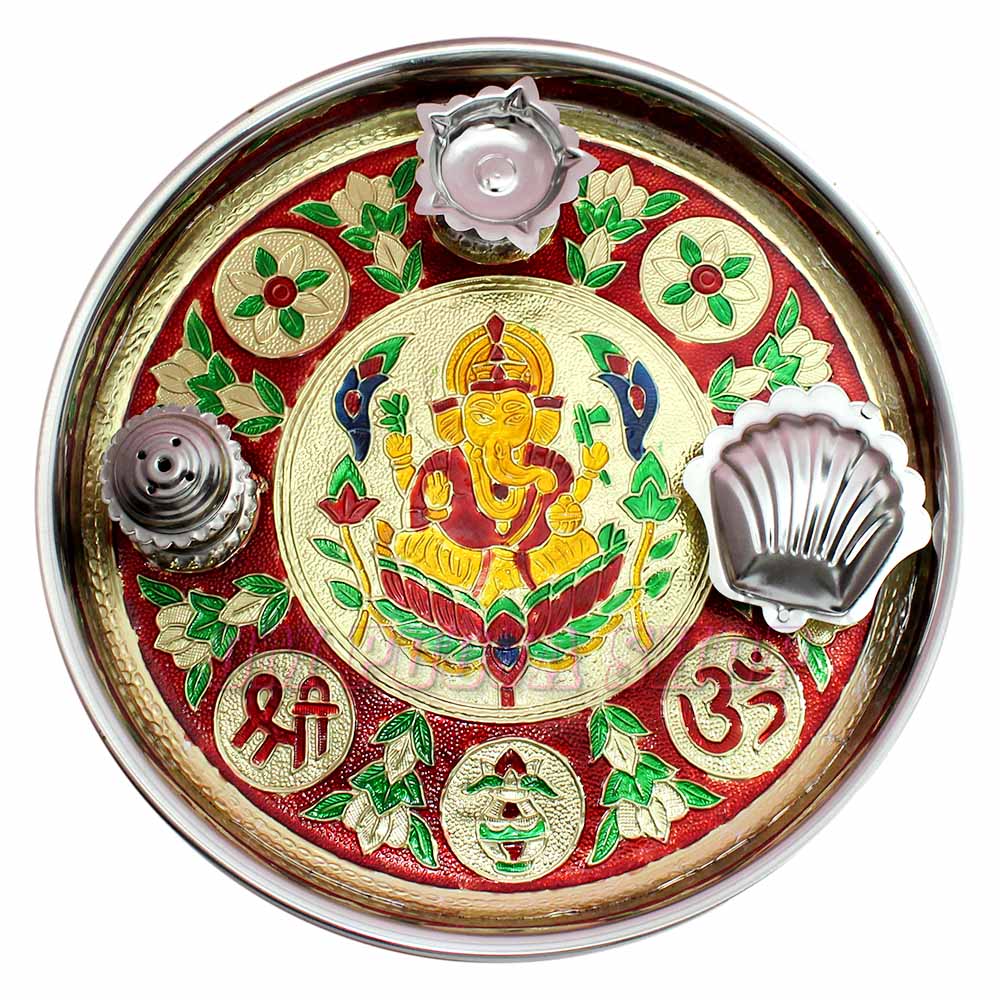 Ganesh Puja Thali with Meenakari Work buy online at best price