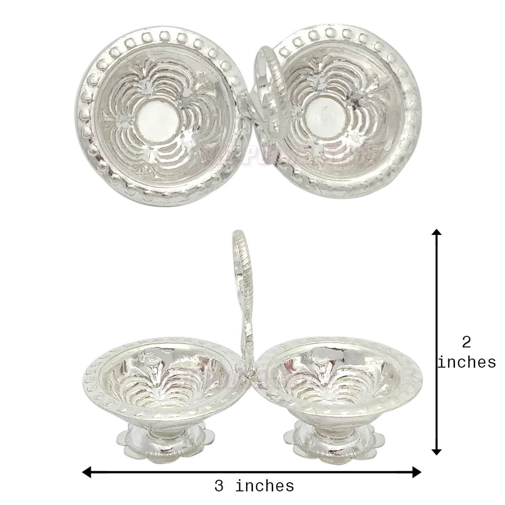 Flower Haldi Kumkum Container set in Silver