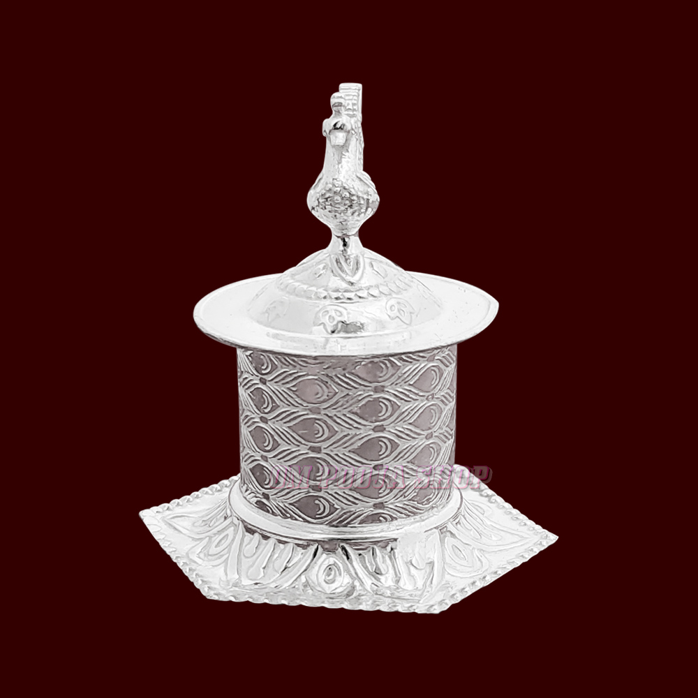 Buy Peacock Kumkum Container in Pure Silver online