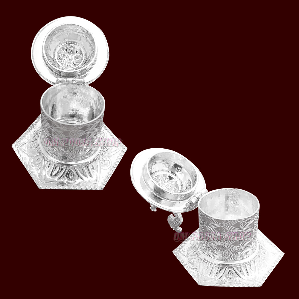 Buy Peacock Kumkum Container in Pure Silver online