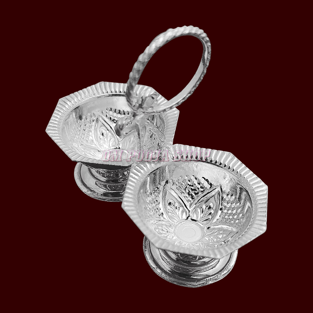Silver Octagon Haldi Kumkum Container buy online
